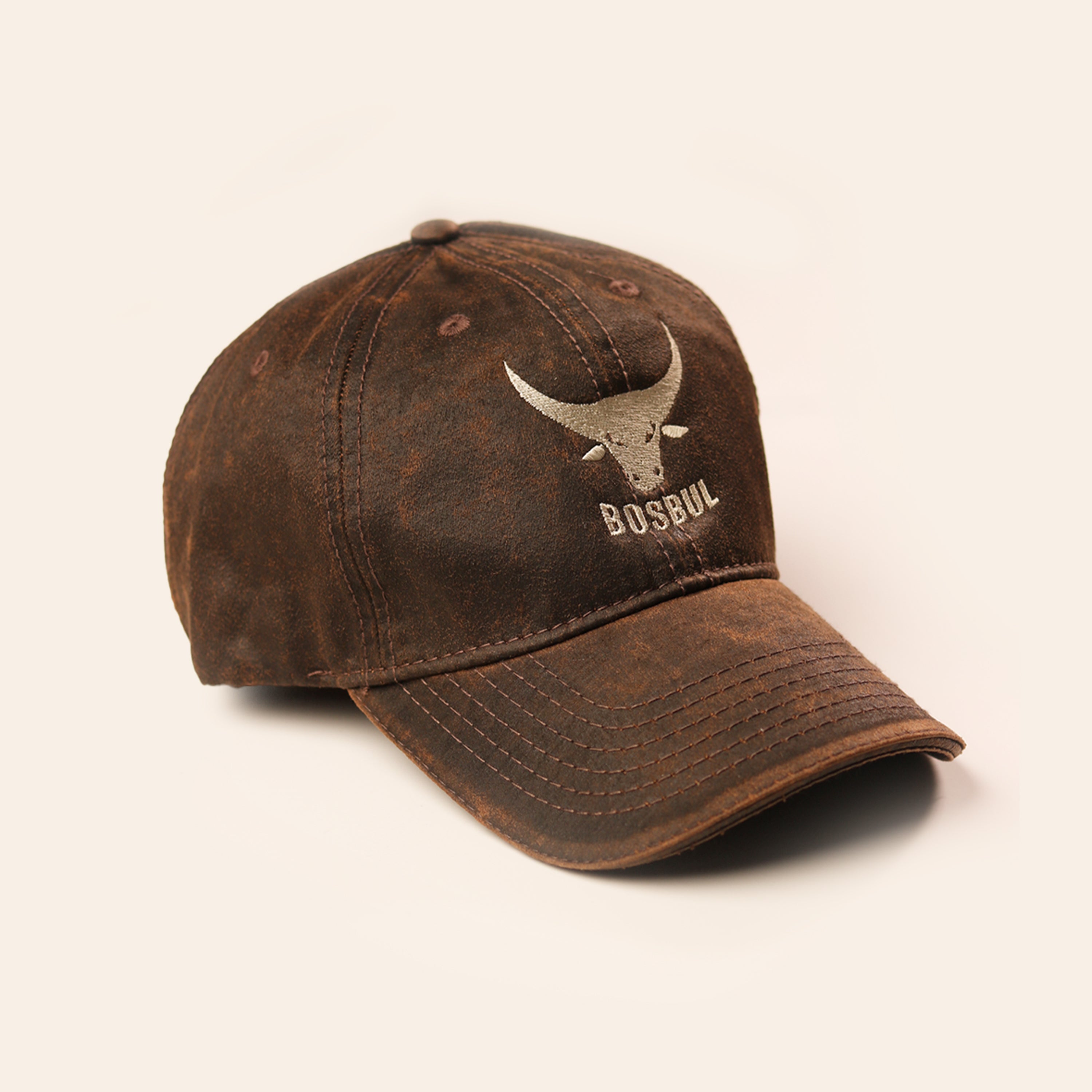 Brown and Cream Oilskin - Bosbul Cap